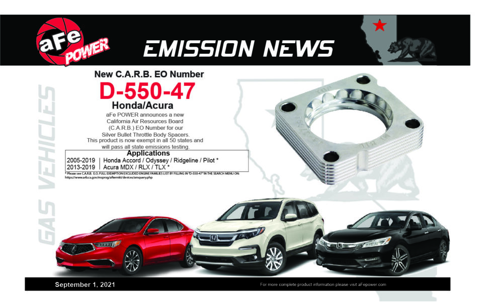 New CARB EO: D-550-47 | aFe POWER Dealer Support