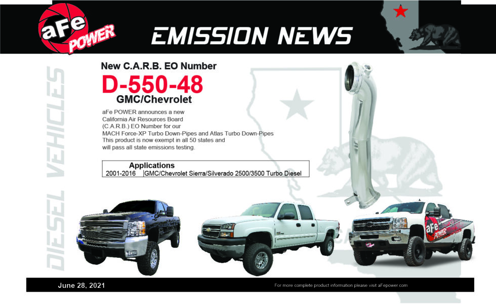 New CARB EO: D-550-48 | aFe POWER Dealer Support